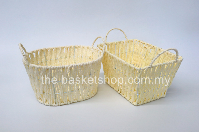 198-6 Paper String Tray Oval / Rectangle - Cream