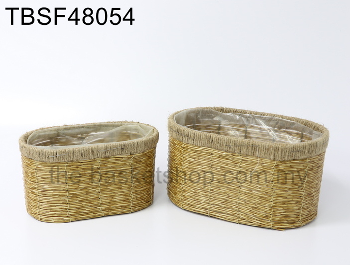 TBSF48054 Oval Synthetic Rattan Flower Basket