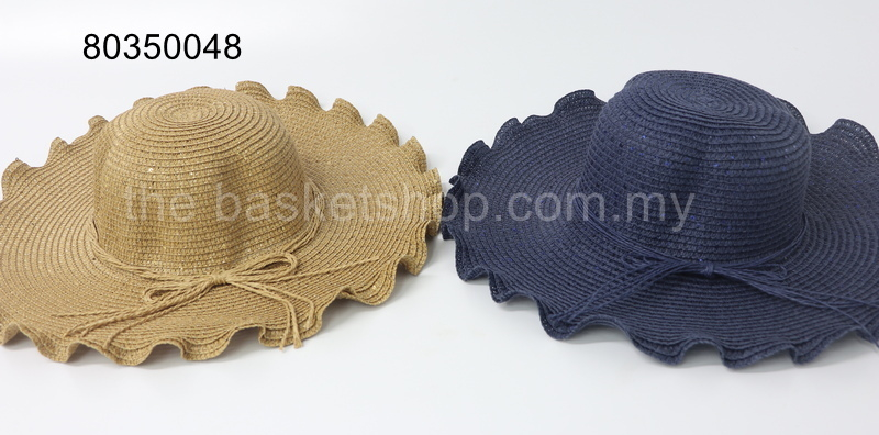 80350048 Paper Straw Hat Shinny with Wavy Brim
