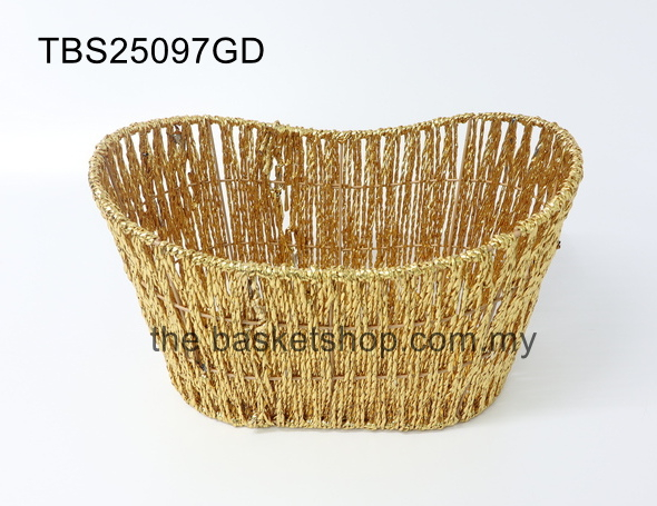 TBS25097GD/RE Oval Paper String Tray Ingot - Gold/Red