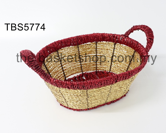 TBS5774 Oval Paper String Tray - Red/Gold