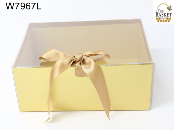 W7967L Rectangle Paper Box with Acrylic Cover Gold